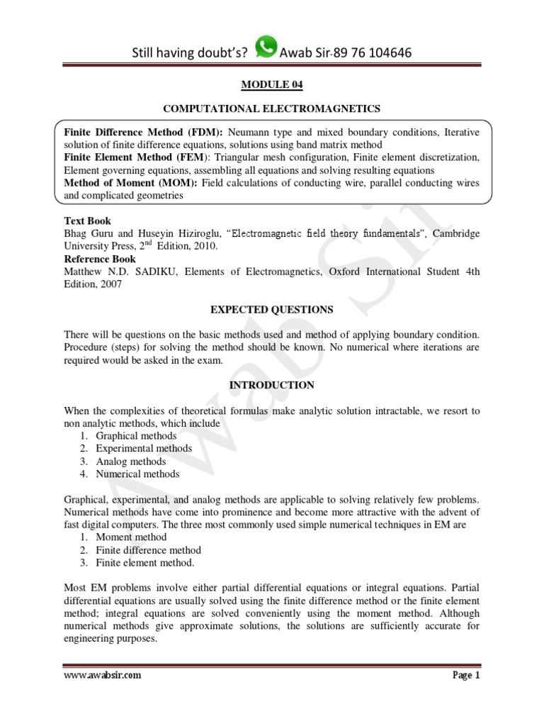Chapter 4 Computational Electromagnetics | PDF | Finite Element Method | Boundary Value Problem