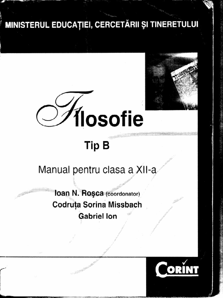 Filosofie. TIp B. Manual Pentru Clasa A XII-A-Corint | PDF
