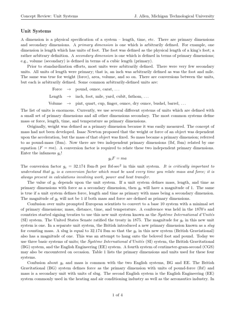 Understanding Unit Systems And Conversions Pdf