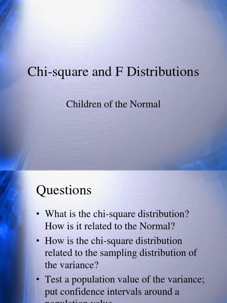 Chi-square & F Distributions Guide | PDF | Chi Squared Distribution ...