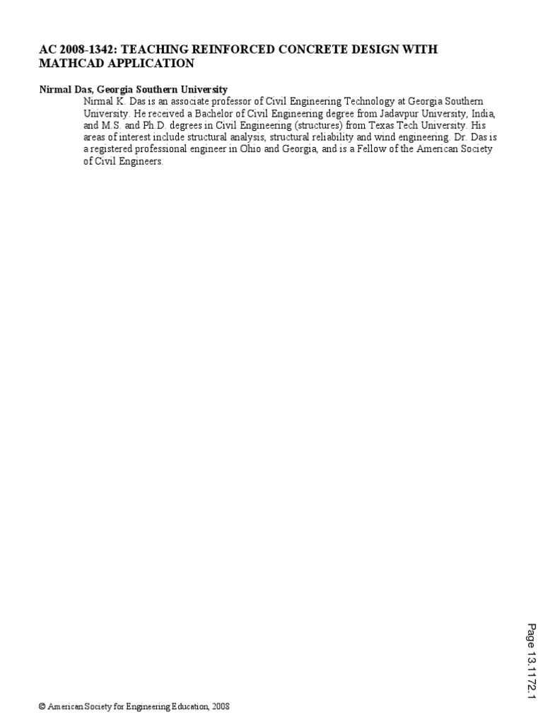 Teaching Reinforced Concrete Design With Mathcad Application | PDF | Beam (Structure) | Strength ...