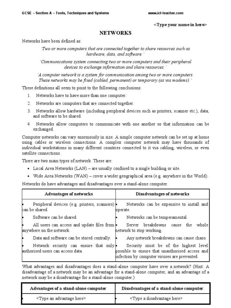 GCSE - A6 - Networks | PDF | Modem | Computer Network