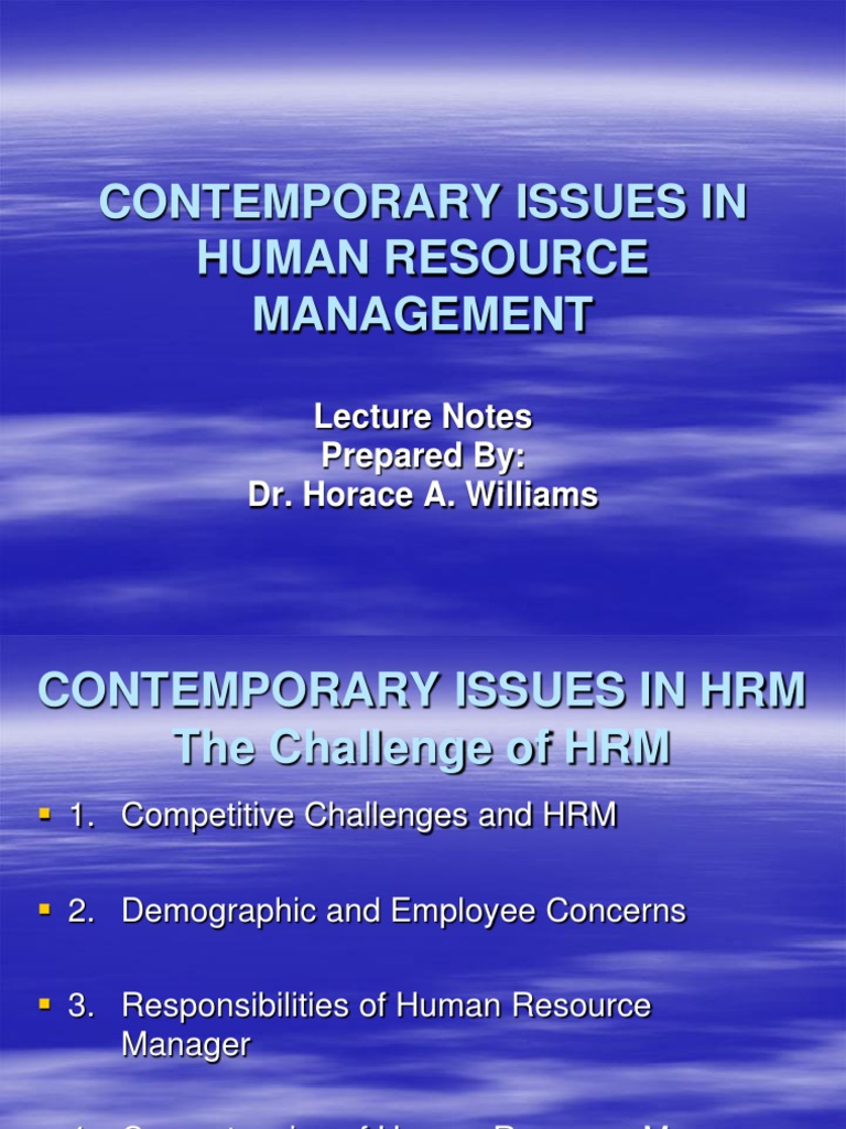 Contemporary Issues in Human Resource Management: Lecture Notes ...