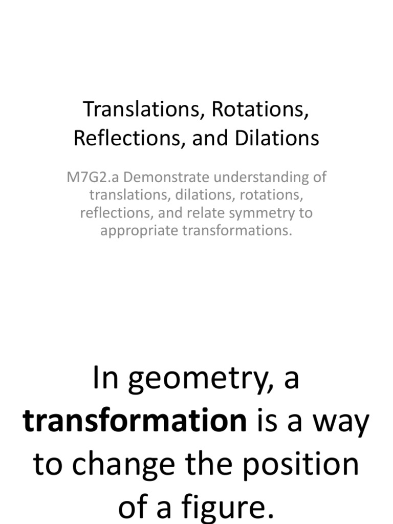 Translations, Rotations, Reflections, and Dilations | PDF | Shape ...
