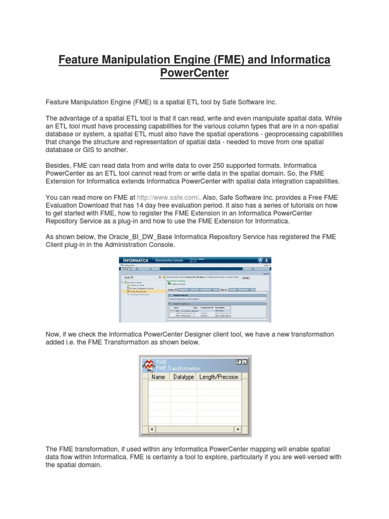 FME Integration With PowerCenter | PDF