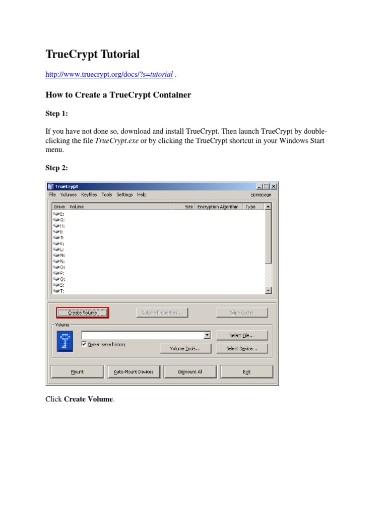 Truecrypt Tutorial: How To Create A Truecrypt Container | PDF