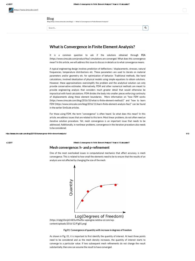 What Is Convergence In Finite Element Analysis How Is It Calculated