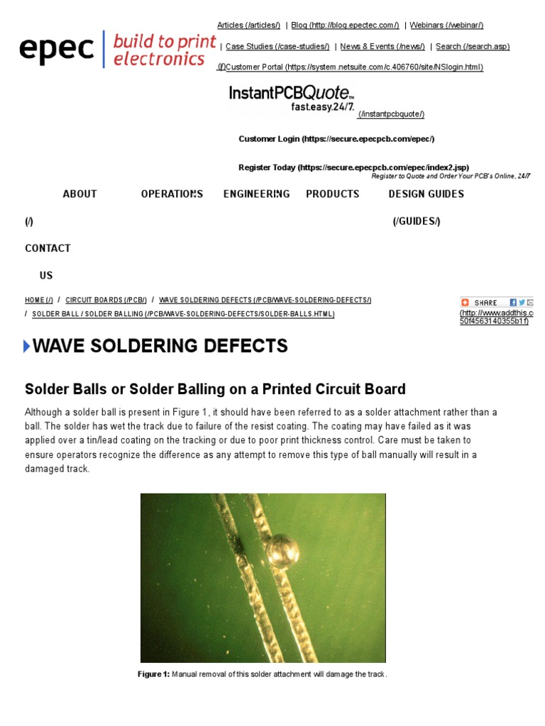Solder Balls or Solder Balling On A PCB - Wave Soldering Defects | PDF ...