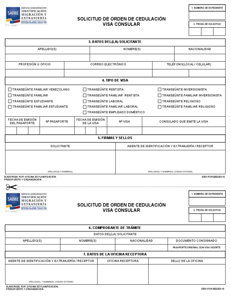 For - Solicitud de Orden de Cedulacion Aprobado 03-16 | PDF | Gobierno ...