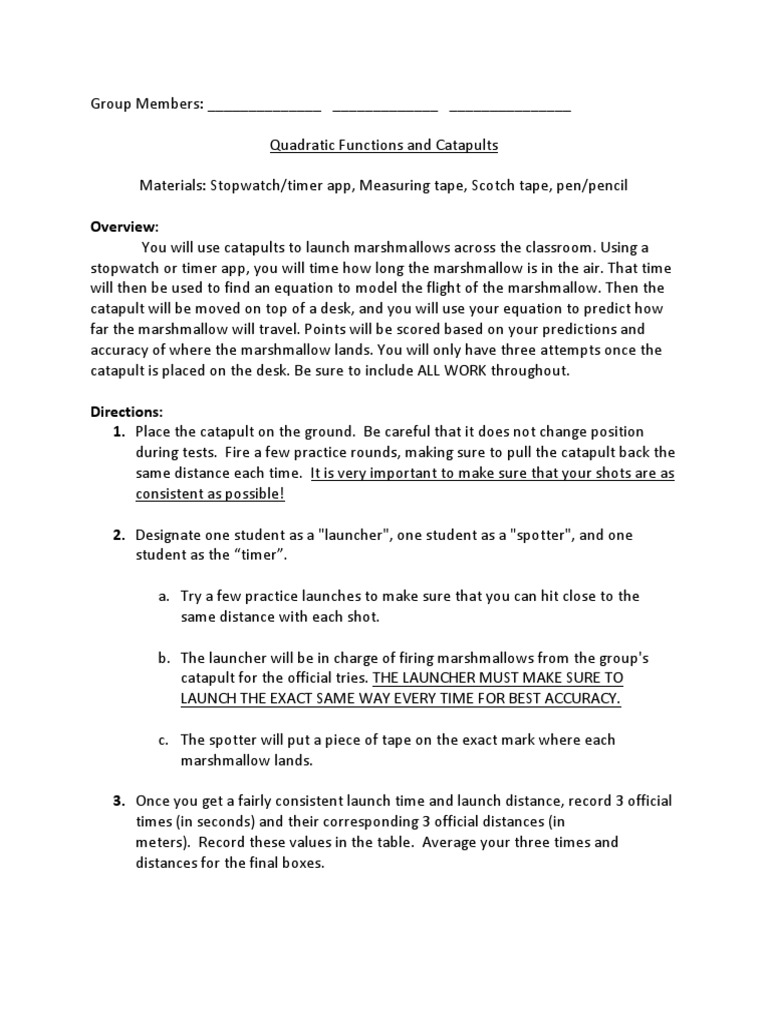 Catapult Project Packet | PDF | Vertex (Graph Theory) | Teaching ...