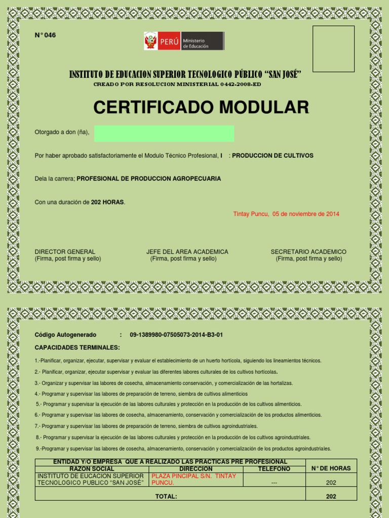 Certificados Modulares en Producción Agropecuaria | PDF | Plaga (organismo) | Parasitismo