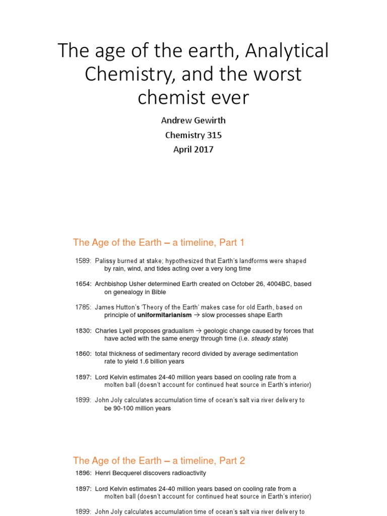 Timeline of Earth's Age and Chemistry | PDF | Physical Sciences | Science