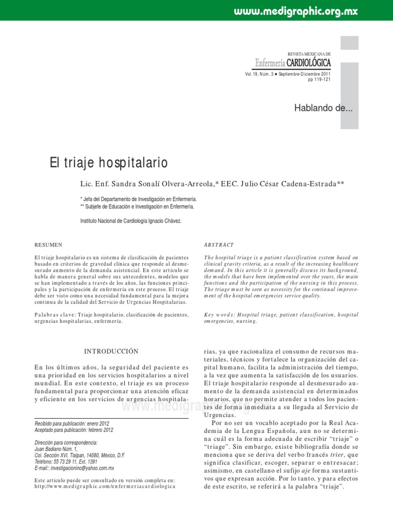 Triage Hospitalario | Medicina | Cuidado de la salud