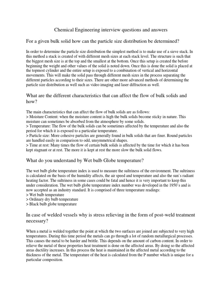 Chemical Engineering Interview Q&A Guide | PDF | Pump | Gas Compressor