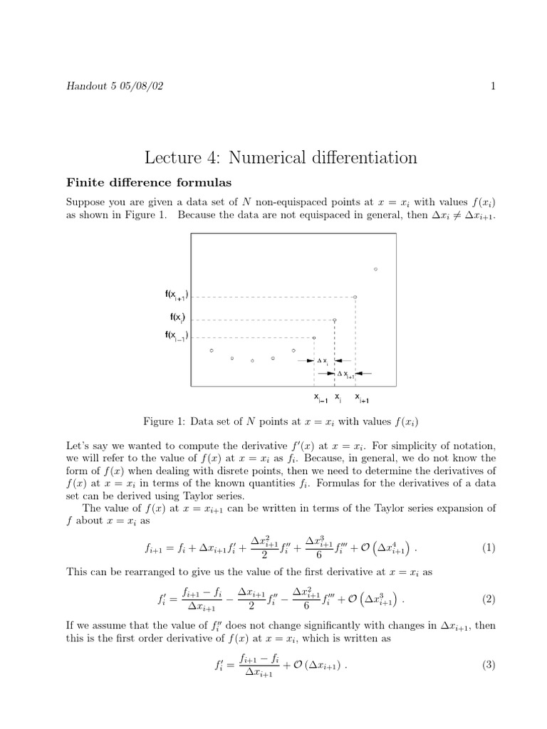 Numerical Differentiation Pdf Finite Difference Derivative