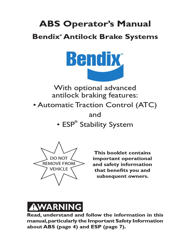 ABS Operator's Manual: Bendix Antilock Brake Systems Antilock Brake ...
