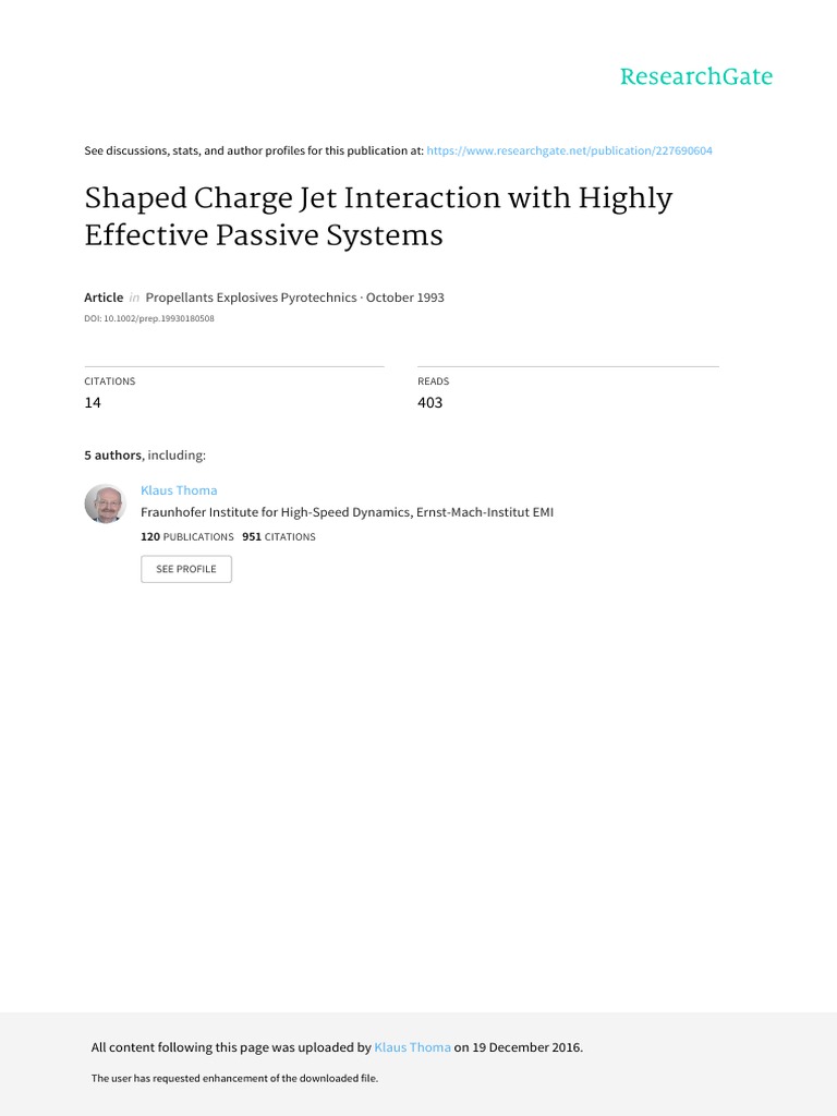 Shaped Charge Jet Interaction Analysis | PDF | Explosive Material | X Ray