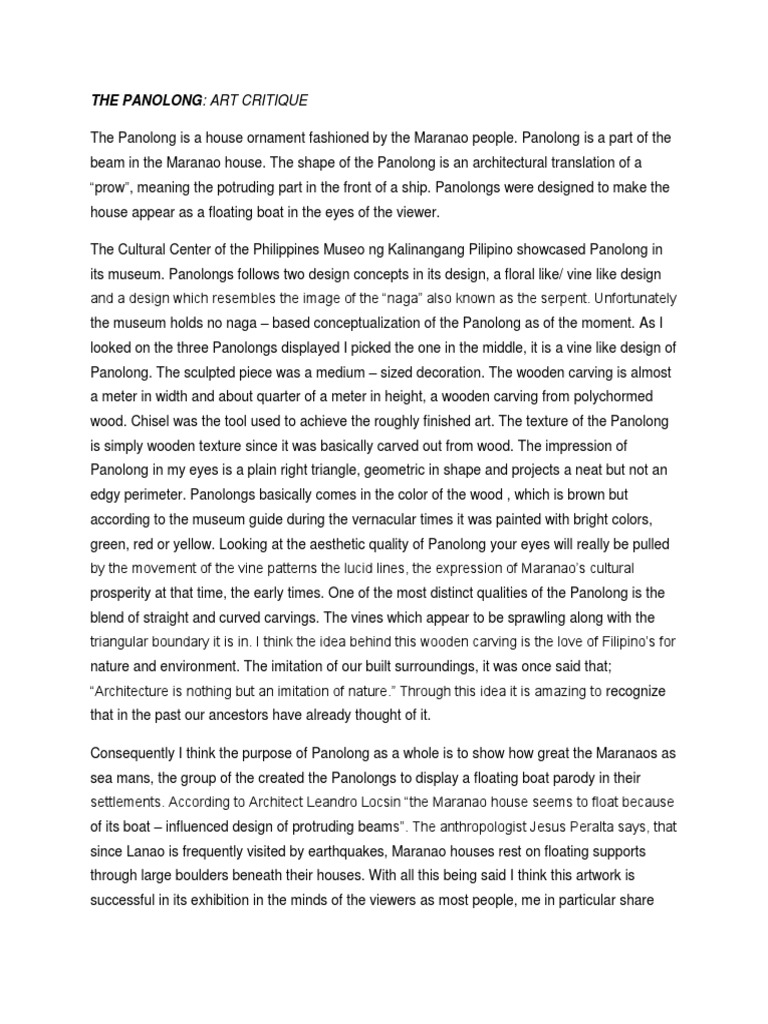 Maranao Panolong Art Critique | PDF | Amulet | Philippines