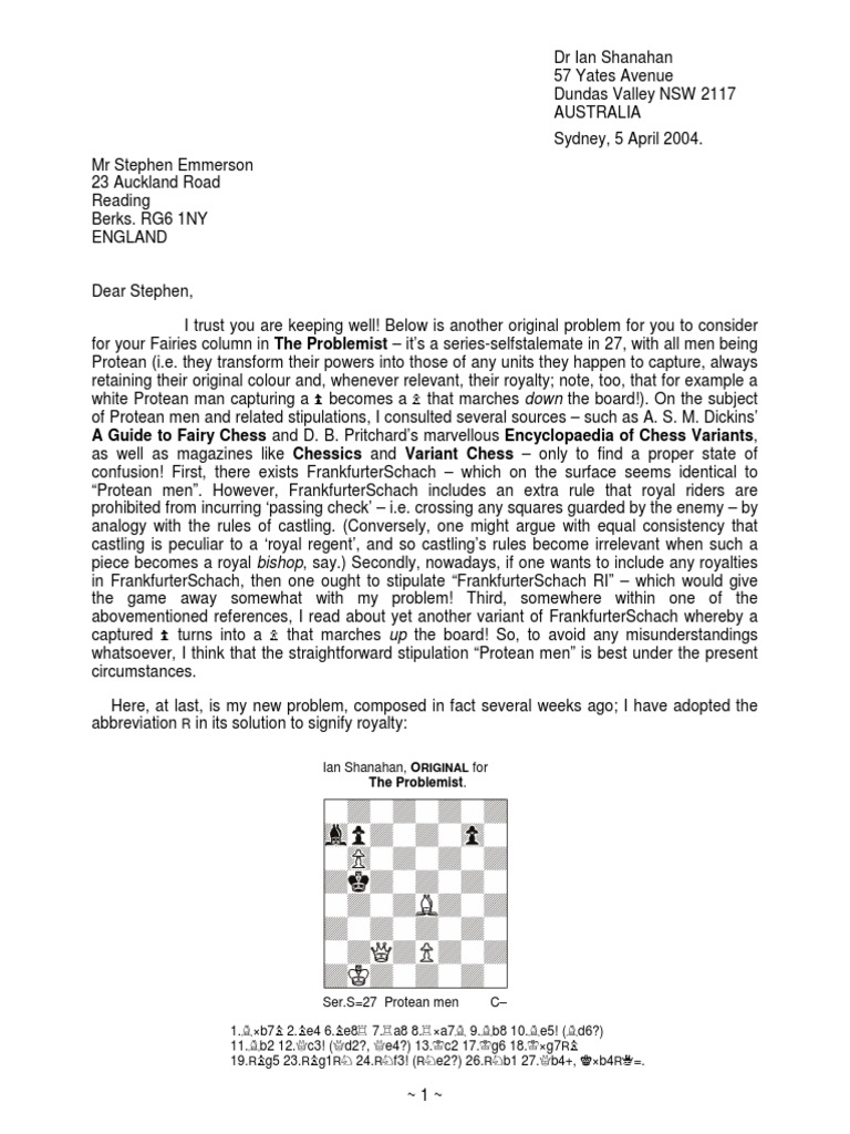 Ian Shanahan - To Stephen Emmerson 1 | PDF | Traditional Games ...