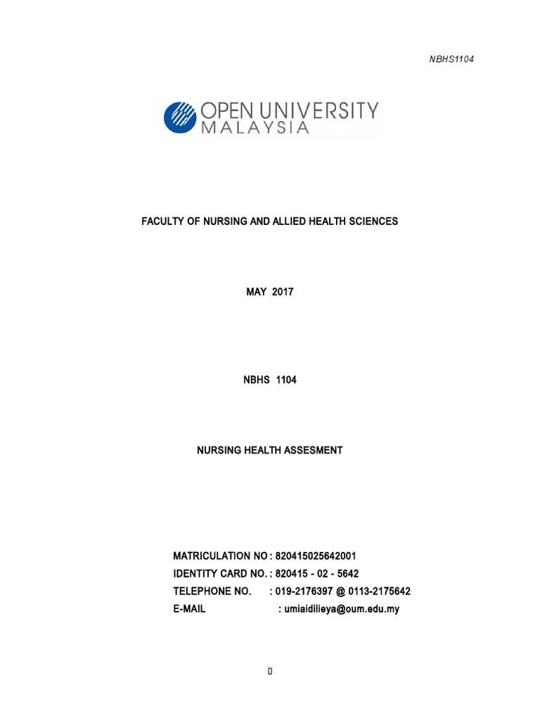 NBHS1104 - Running Assessment | PDF | Nursing | Primary Care Physician