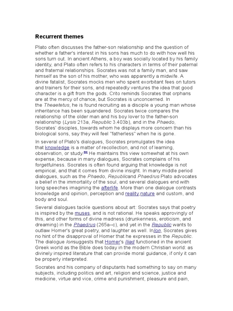 Recurrent Themes: Knowledge | PDF | Plato | Socrates