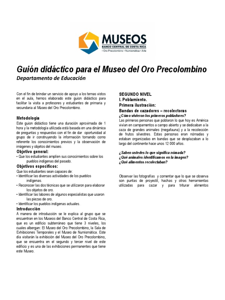 Guion Museo de Oro Autoguía Web | PDF | Arqueología | Agricultura