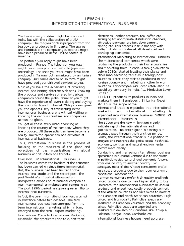 Introduction To International Business | PDF | International Business ...