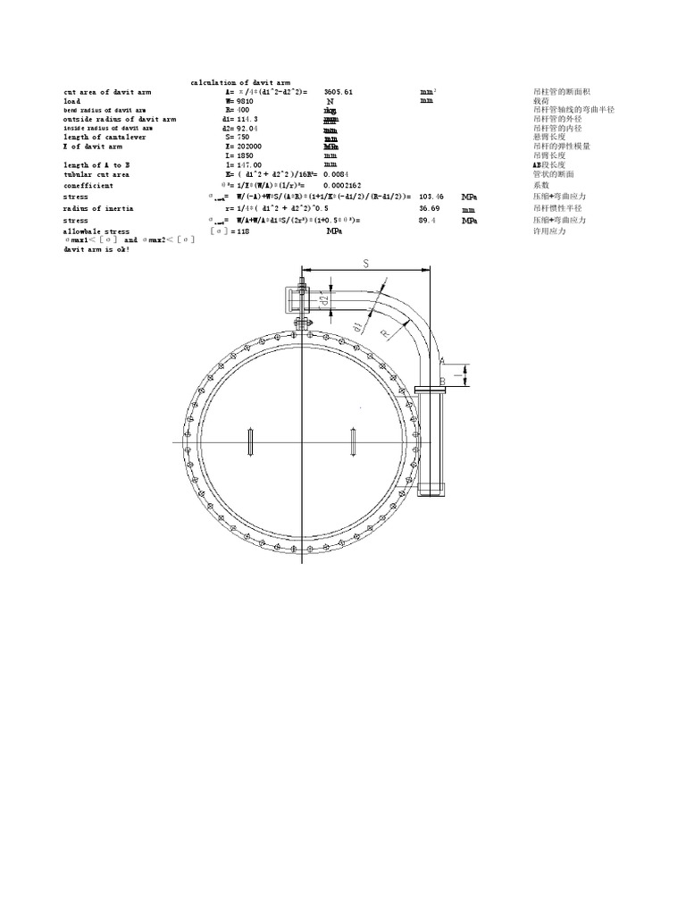 Calculation of Davit Arm | PDF