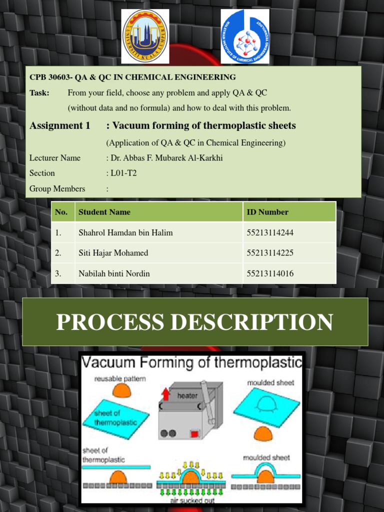 Chem Eng QA & QC Assignment | PDF | Production And Manufacturing | Industries