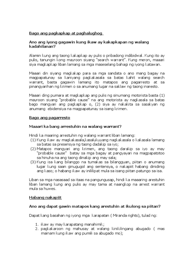 Rights of Accused Tagalog | PDF