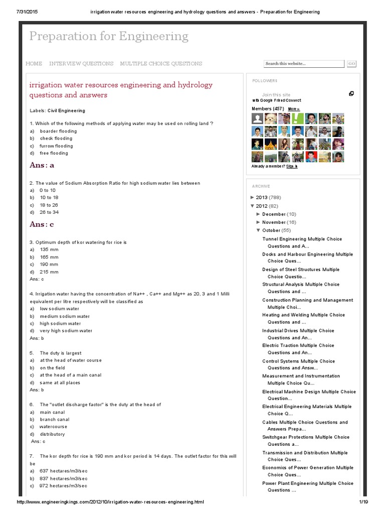 2 Irrigation Water Resources Engineering and Hydrology Questions and ...