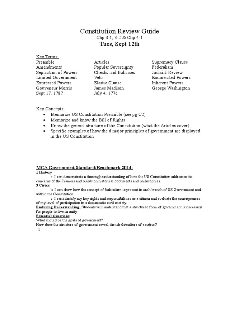 Constitution Review Guide | PDF