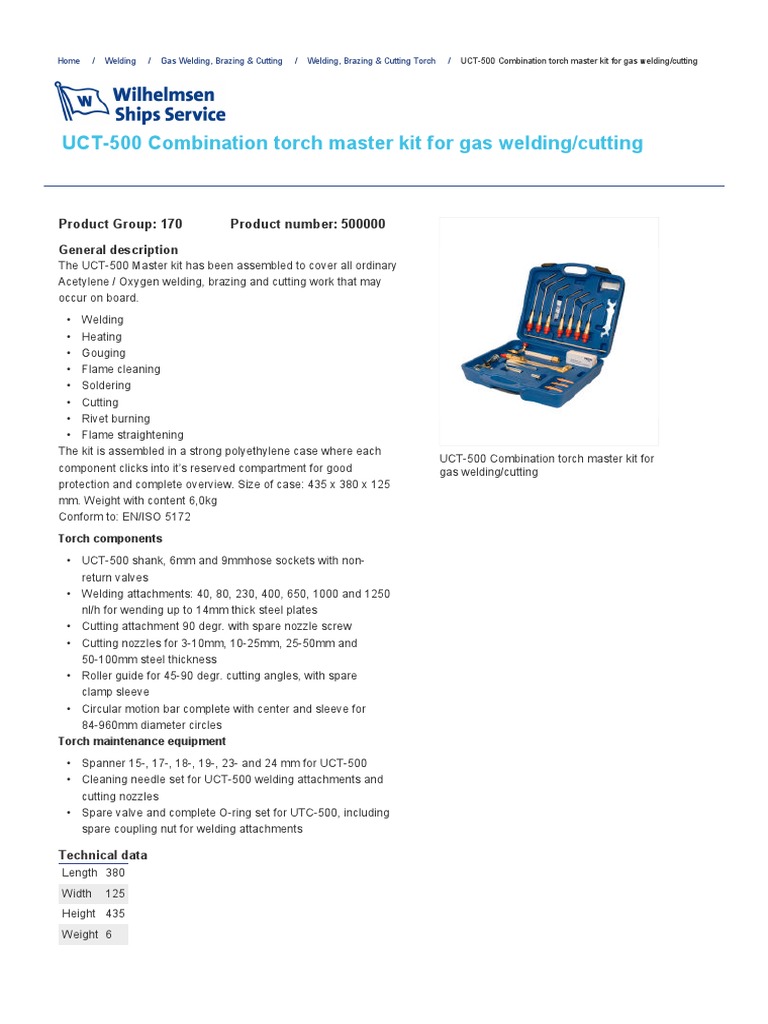 UCT-500 Combination Torch Master Kit For Gas Welding/cutting | PDF