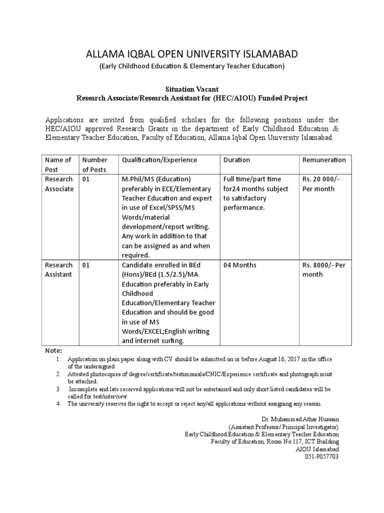Situation Vacant PDF Sharing Qualifications