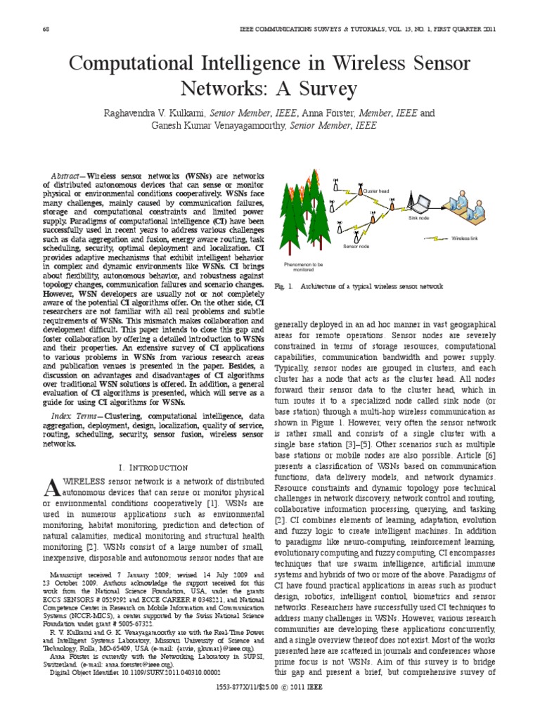 Computational Intelligence in Wireless Sensor Networks A Survey | PDF | Wireless Sensor Network ...