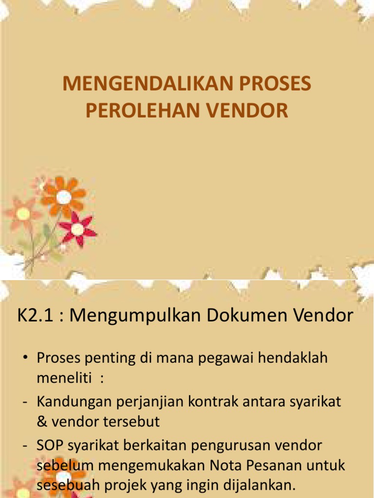 k2 Mengendalikan Proses Perolehan Vendor | PDF