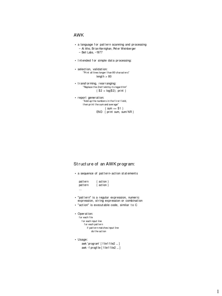 Awk Script Course | PDF | Parsing | Theoretical Computer Science