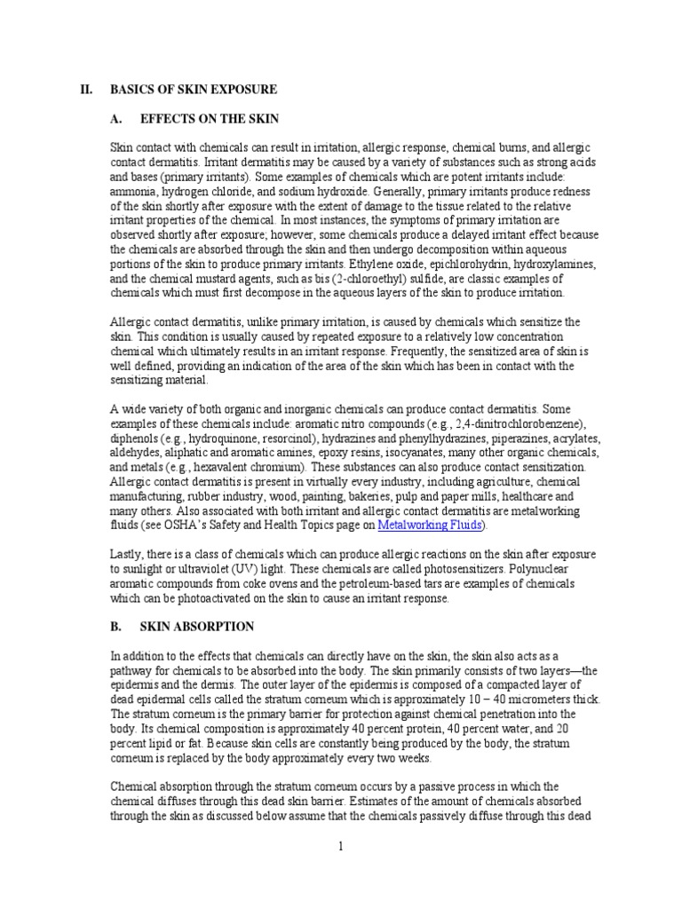 Basics of Skin Exposure | PDF | Toxicity | Epidermis