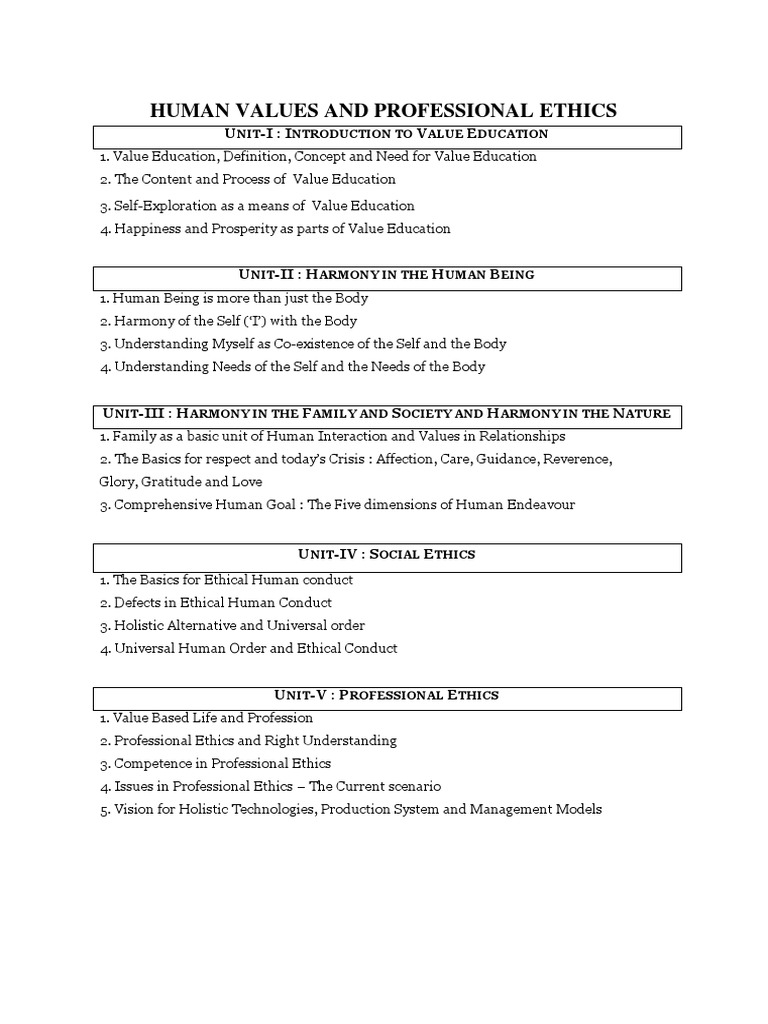 Human Values and Professional Ethics | PDF