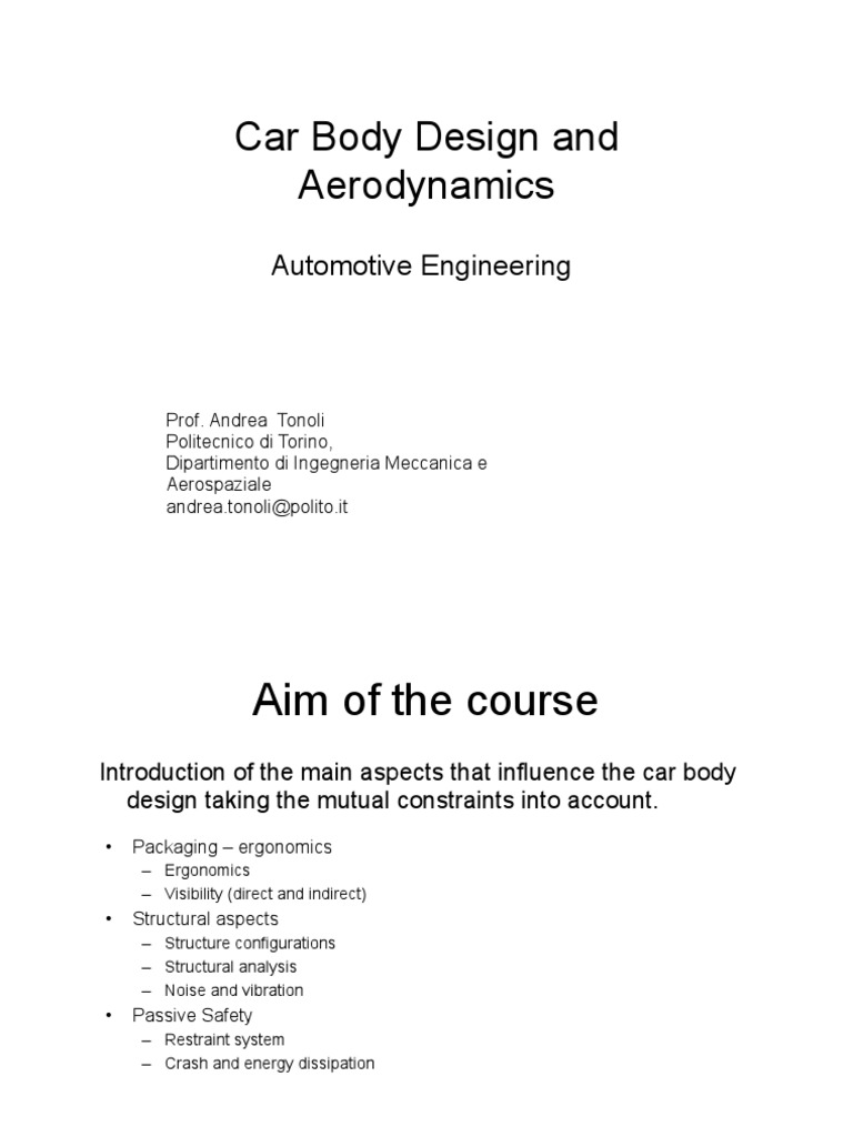 Car Body Design and Aerodynamics: Automotive Engineering | PDF | Human ...