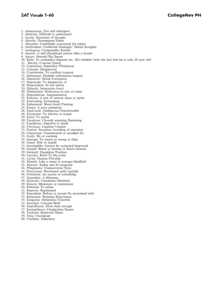 Sat Vocab | PDF