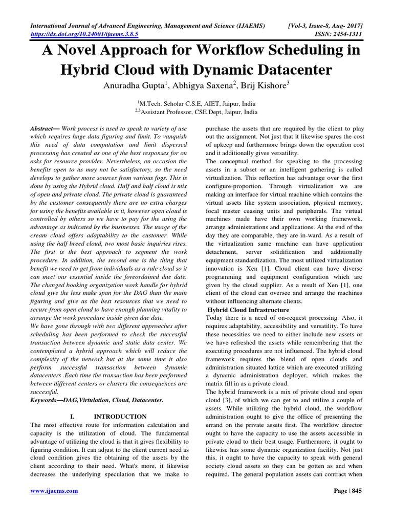 A Novel Approach For Workflow Scheduling in Hybrid Cloud With Dynamic ...