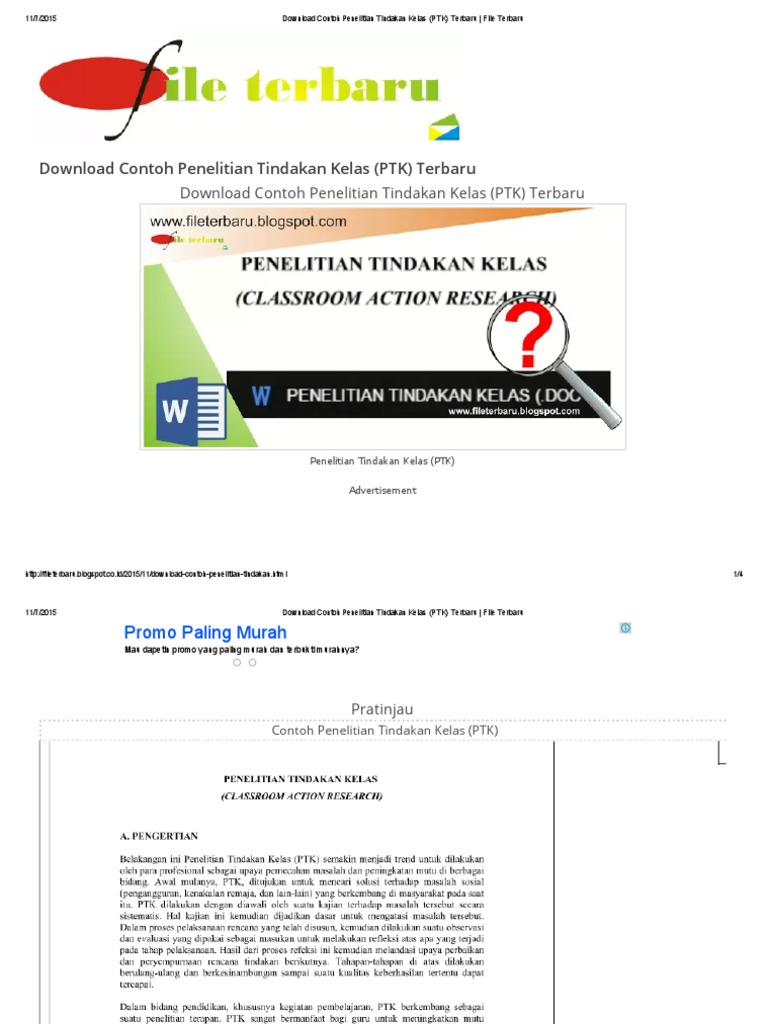 Contoh Penelitian Tindakan Kelas (PTK) Terbaru - File Terbaru | PDF