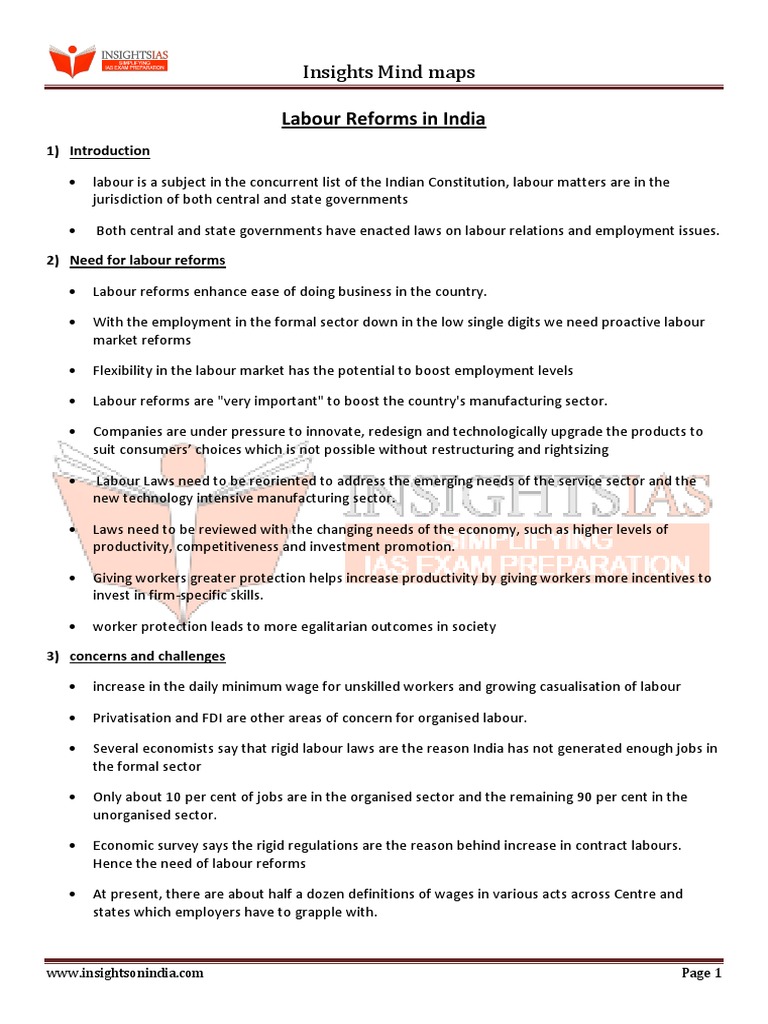 Labour Reforms in India | PDF | Labour Economics | Employment