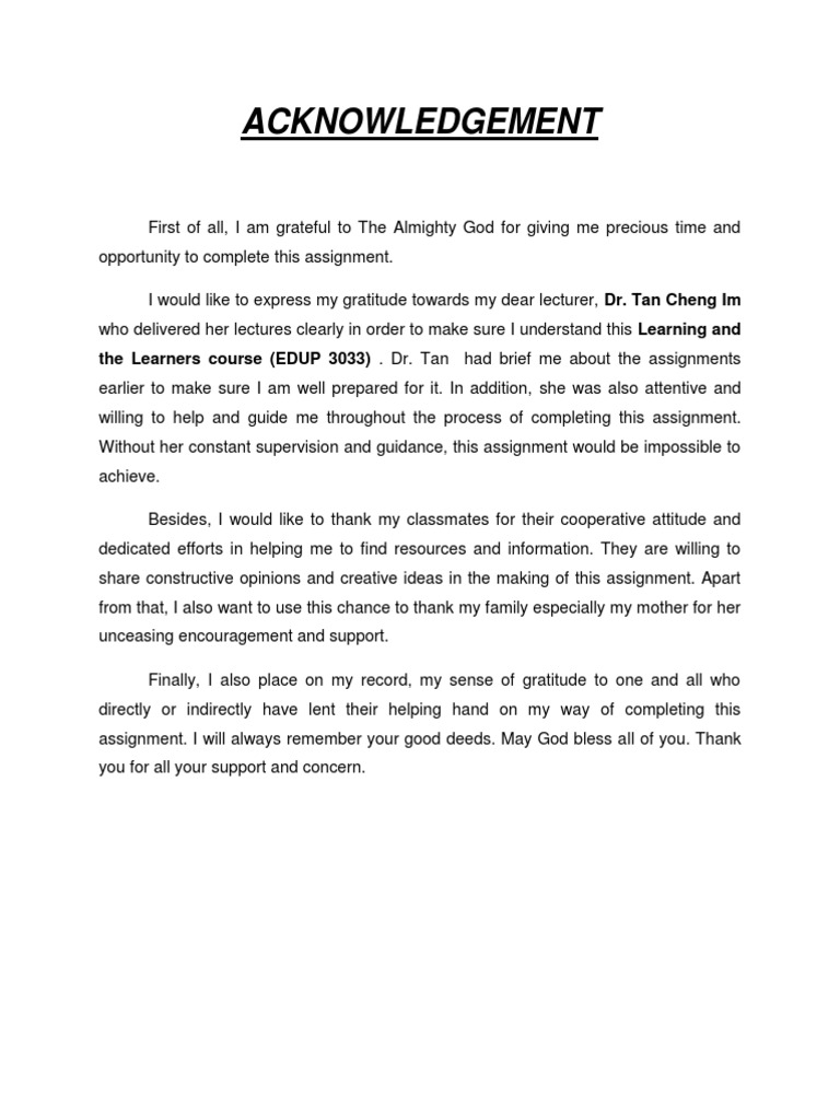 Acknowledgement DR Tan Bruh | PDF