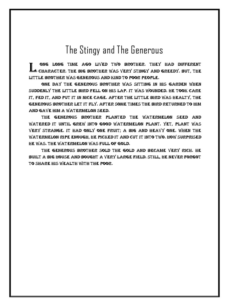 The Stingy and The Generous | PDF