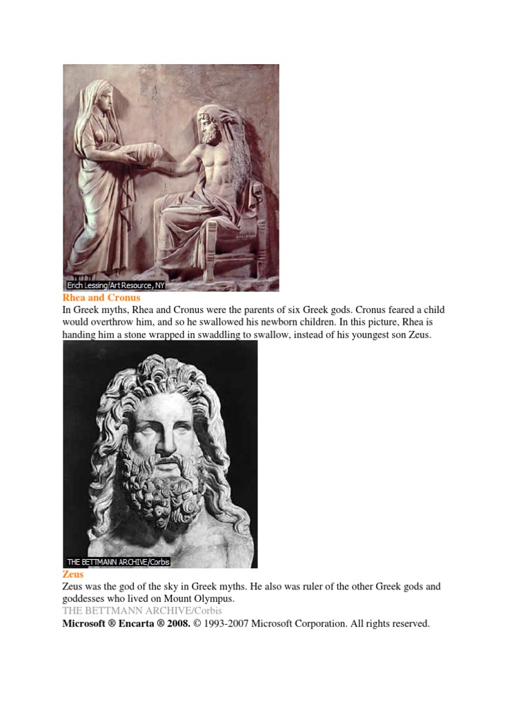 Rhea and Cronus: The Bettmann Archive/Corbis | PDF | Rick Riordan ...