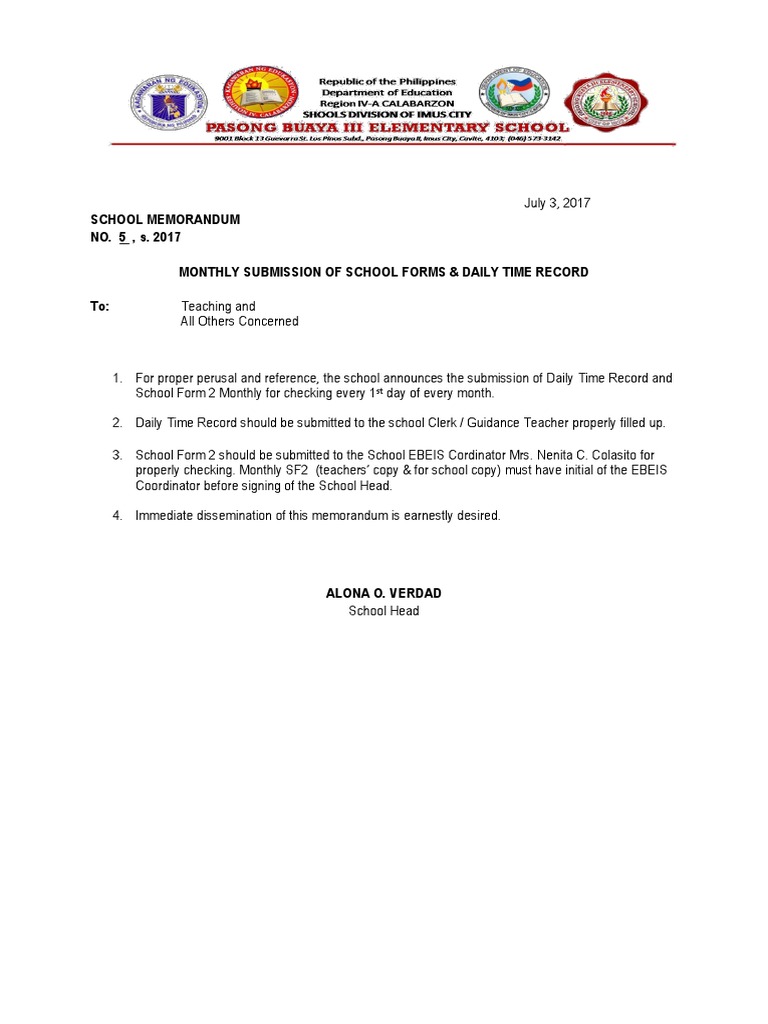 School Memo 5 | PDF