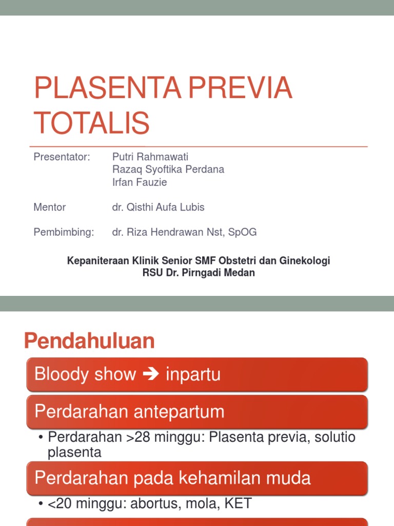 Plasenta Previa Totalis | PDF