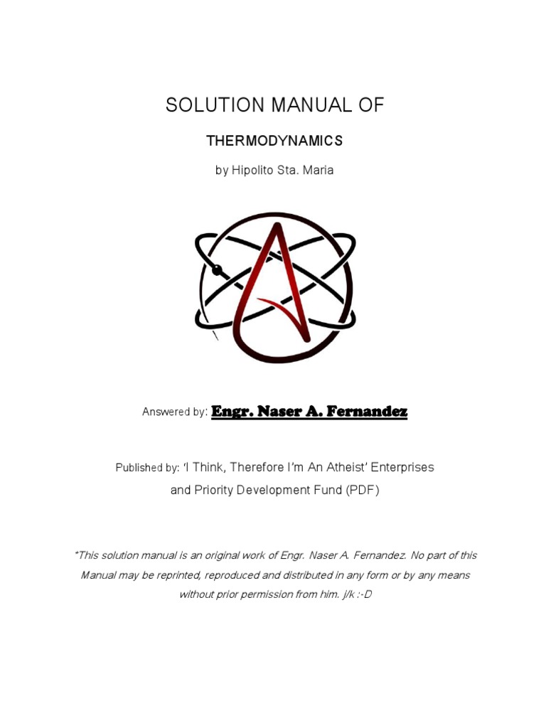 Thermodynamics Solution Manual by Hipolito Chapter 1 PDF | PDF | Pascal ...